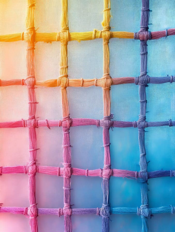 Colorful Woven Mesh with Rainbow Hues Creating a Vibrant Grid. Stock ...