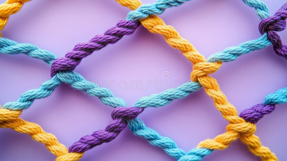 Colorful Woven Rope Pattern on a Purple Background. Stock Image - Image ...