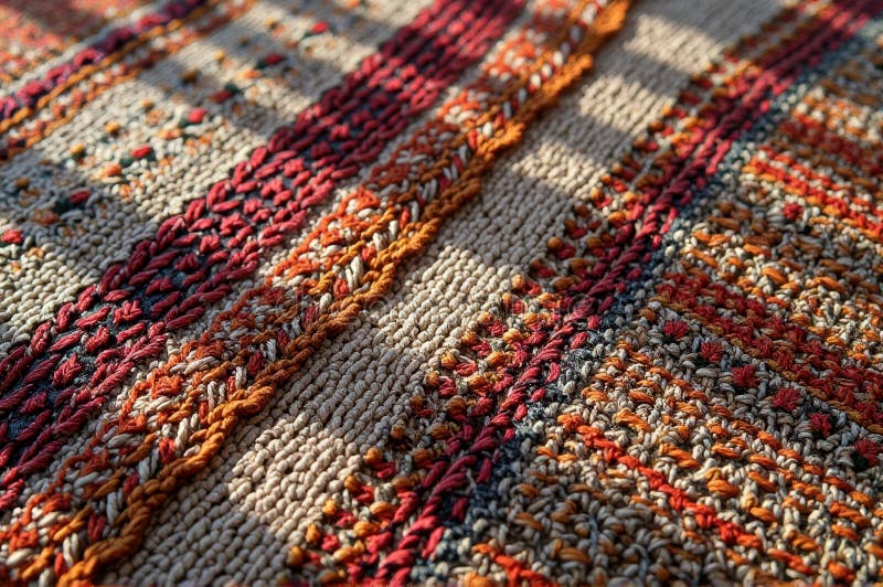 Colorful Woven Textile Detailed Patterns Textures Sunlight Stock Photos ...
