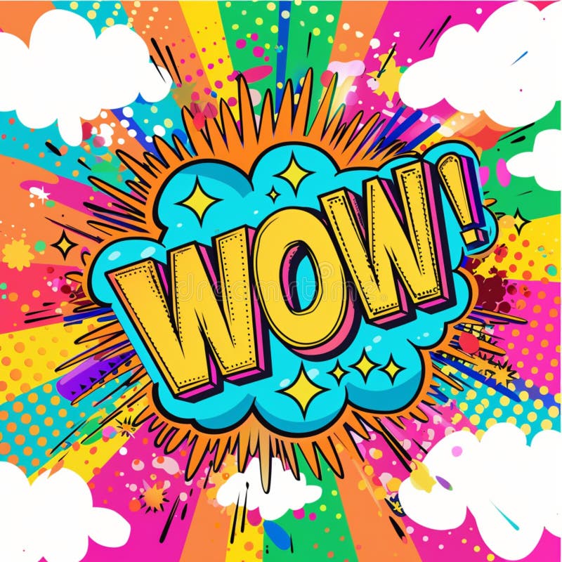 Colorful WOW! in Speech Bubble Comic Book Style Stock Vector ...