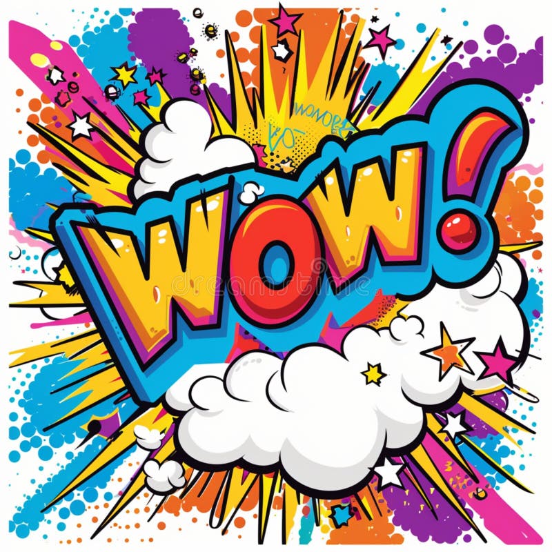 Colorful WOW! in Speech Bubble Comic Book Style Stock Illustration ...