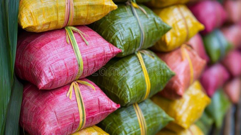 Colorful Wrapped Packages Stacked High in a Row Stock Illustration ...