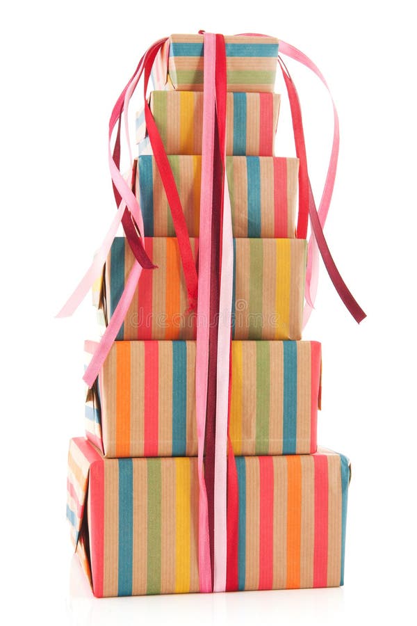 Wrapped Presents with Bows and Ribbons Stock Photo - Image of card ...
