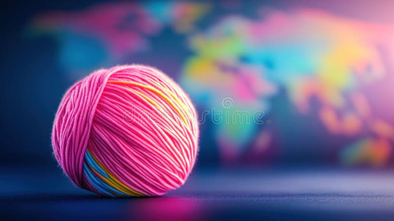 Colorful Yarn Ball with Earth in the Background Stock Illustration ...