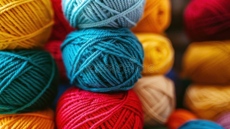 Colorful Yarn Balls Stack.AI Generated Image Stock Photo - Image of ...