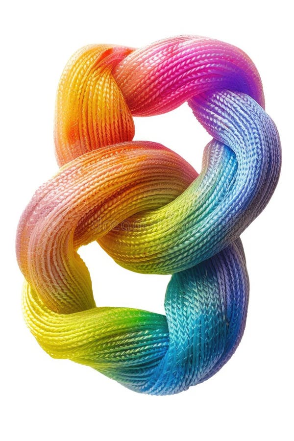 Colorful Yarn Braid on a White Backdrop, Ideal for Crafting Projects ...