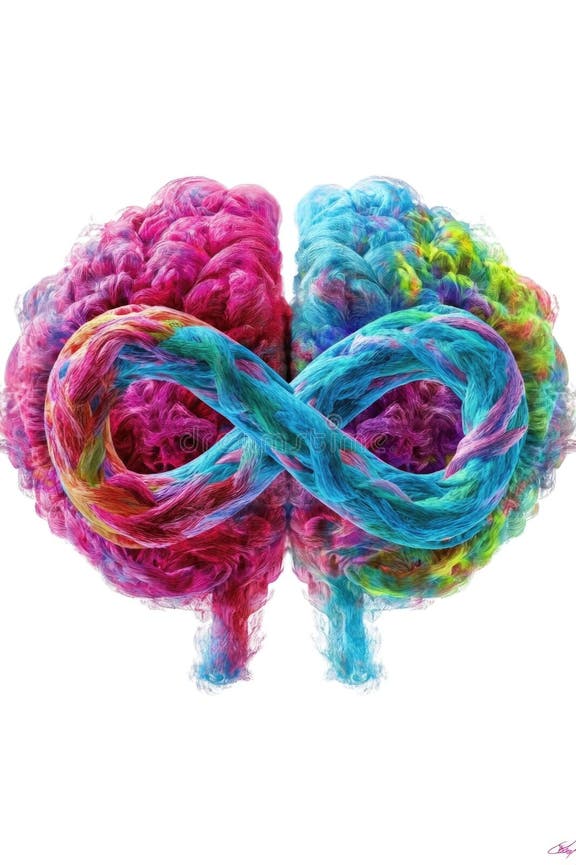 Colorful Yarn Brain with Infinity Symbol of Creativity and Imagination ...