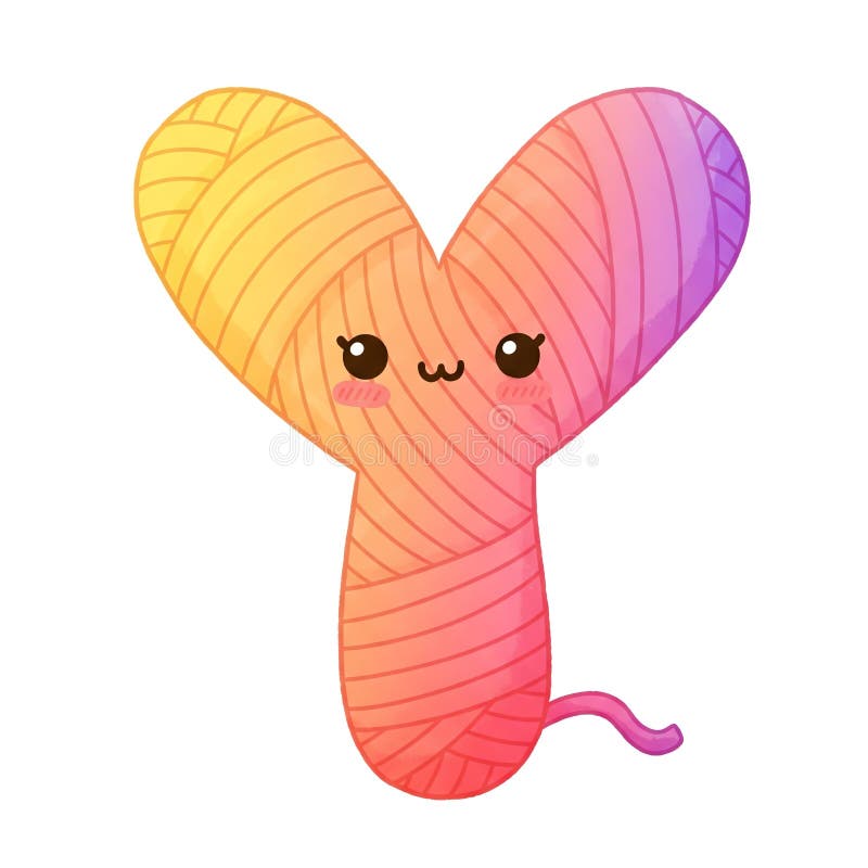 Colorful Yarn Character with a Cute Expression Stock Illustration ...