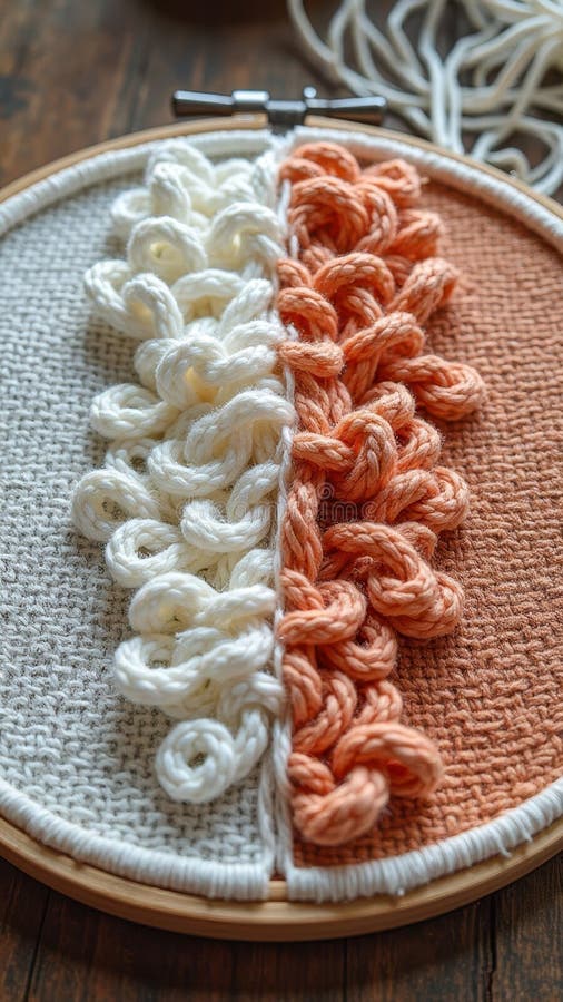 Colorful Yarn Embroidery Hoop with Textured Fabric and Intricate ...