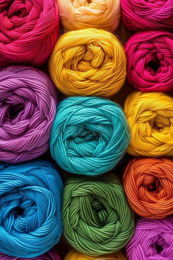 Colorful Yarn Rolls Creating a Vibrant and Dynamic Artistic Background ...