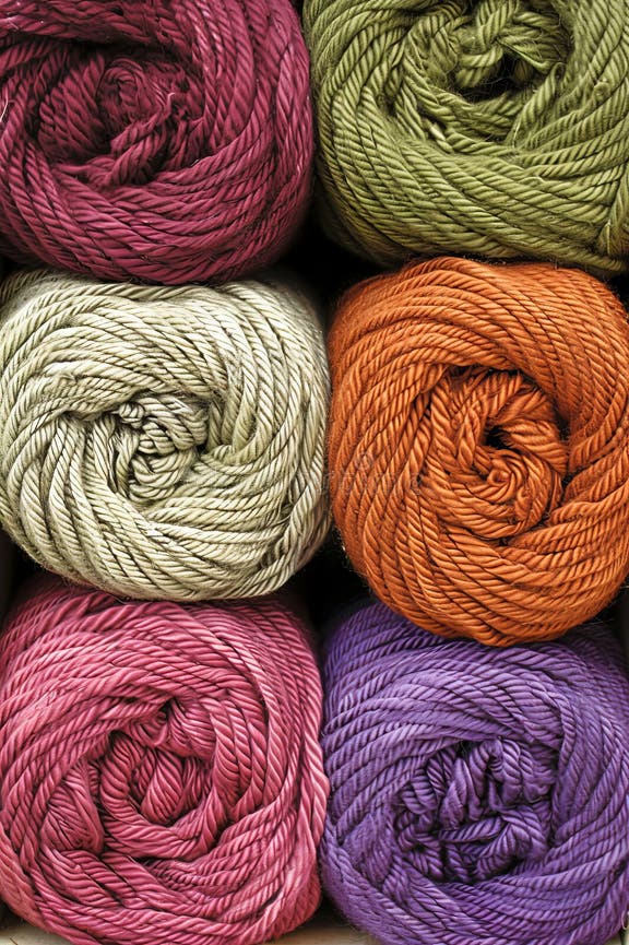 Colorful Yarn Rolls Grid on White Background with Ample Space for Text ...