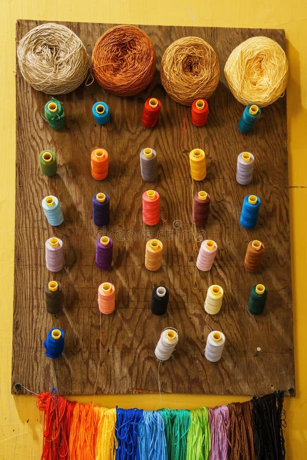 Colorful Yarn on Spool, Thread on Tube, Cotton Wool. Tailor Concept ...