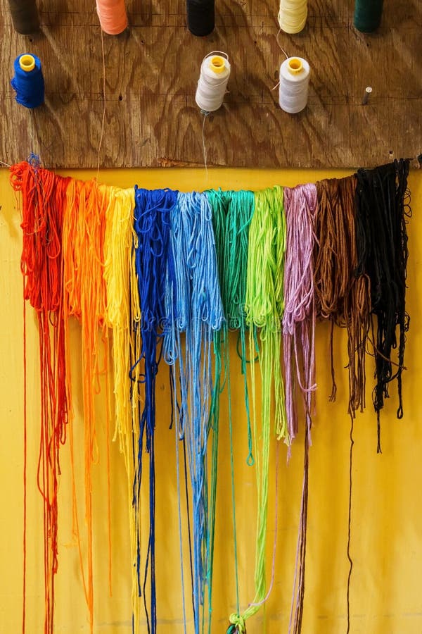 Colorful Yarn on Spool, Thread on Tube, Cotton Wool. Tailor Concept ...