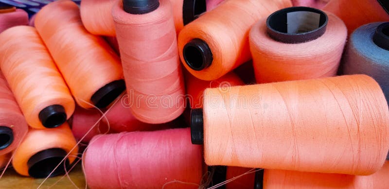 Colorful Yarn on Spool, Yarn on Tube, Cotton, Wool, Linen Thread Orange ...