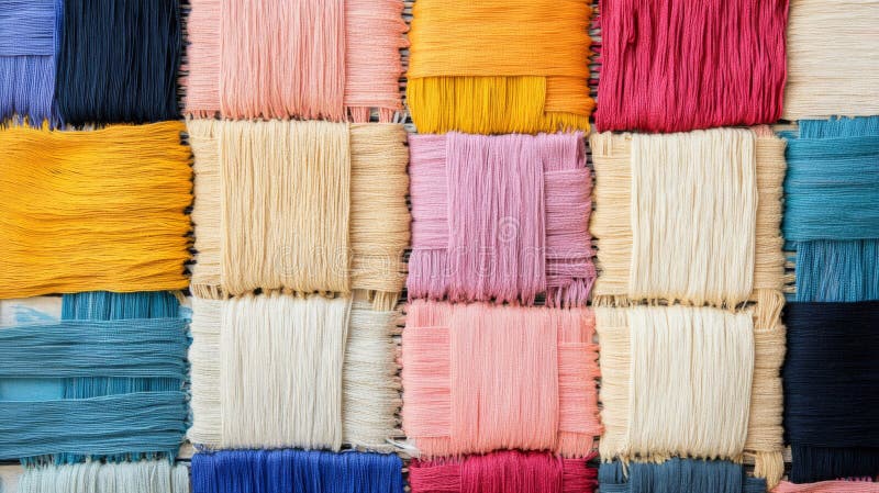 Colorful Yarn Squares on a Wooden Frame Stock Illustration ...