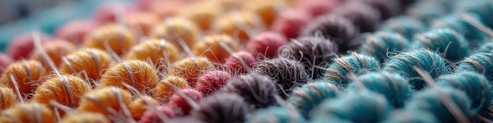 Colorful Yarn Threads Close-up in Vibrant Rows with Soft Texture and ...