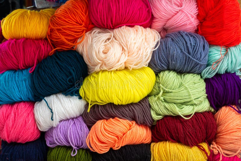 Colorful of Yarn Wool in a Fabric Shop Stock Photo - Image of clew ...