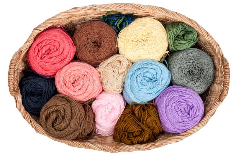 Colorful Yarn Wool for Knitting in Basket Stock Photo - Image of clew ...