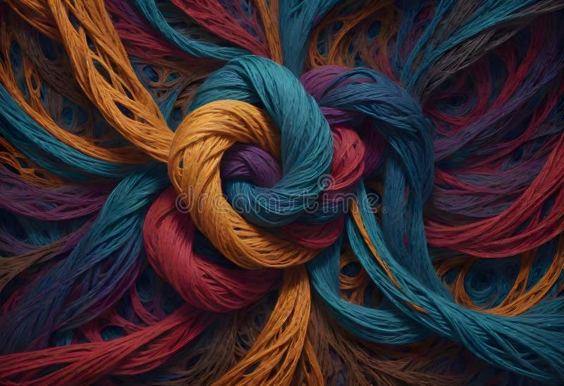 Colorful Yarns Intertwined in an Abstract Texture Fabric, Generative AI ...