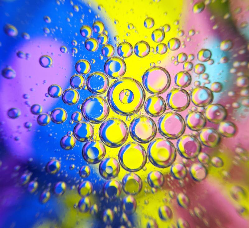 Colorful Yellow Blue Abstract Background, Bubbles in Transparent Liquid ...