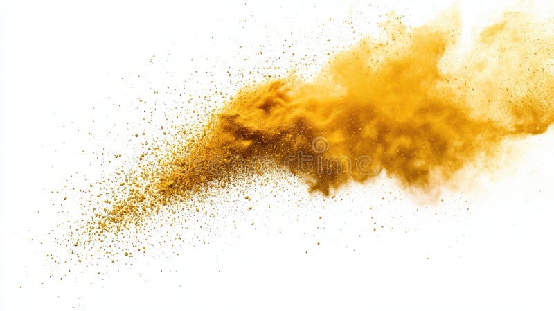 Yellow Powder Explosion Creates Cloud Particles White Background Stock ...