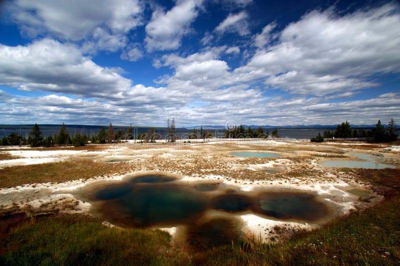 Colorful Yellowstone Hot Spring Stock Image - Image of morning ...