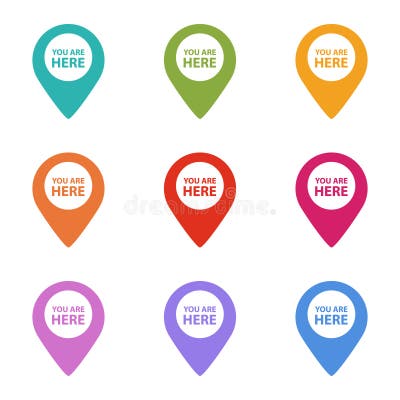 Colorful You are Here Map Pointer Set - Vector Illustration Isolated on ...