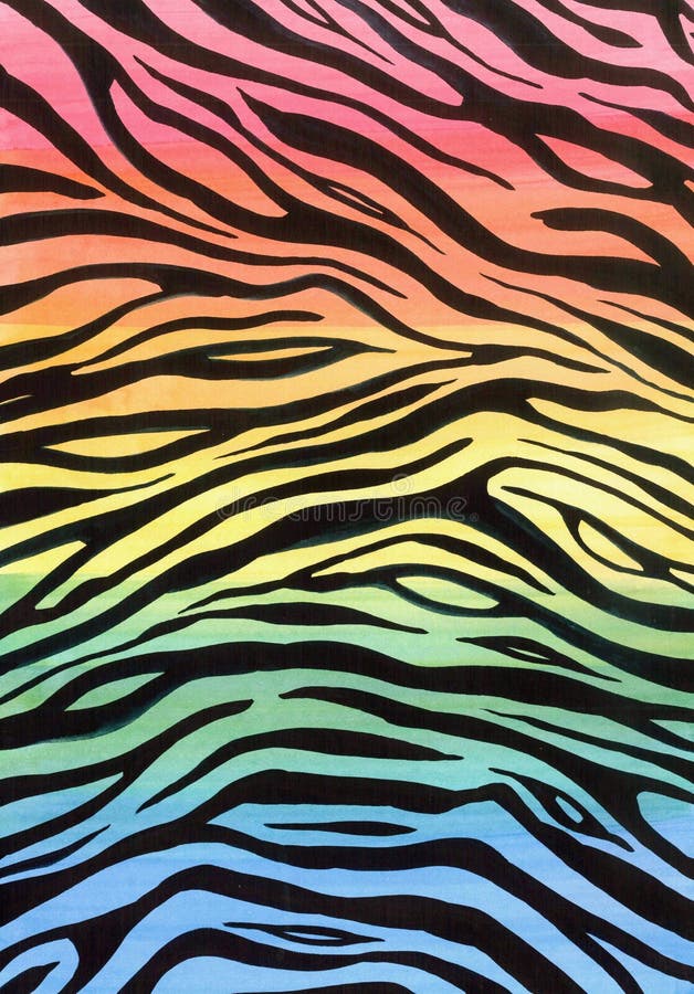Colorful Zebra Print Pattern in Gouache Stock Illustration ...