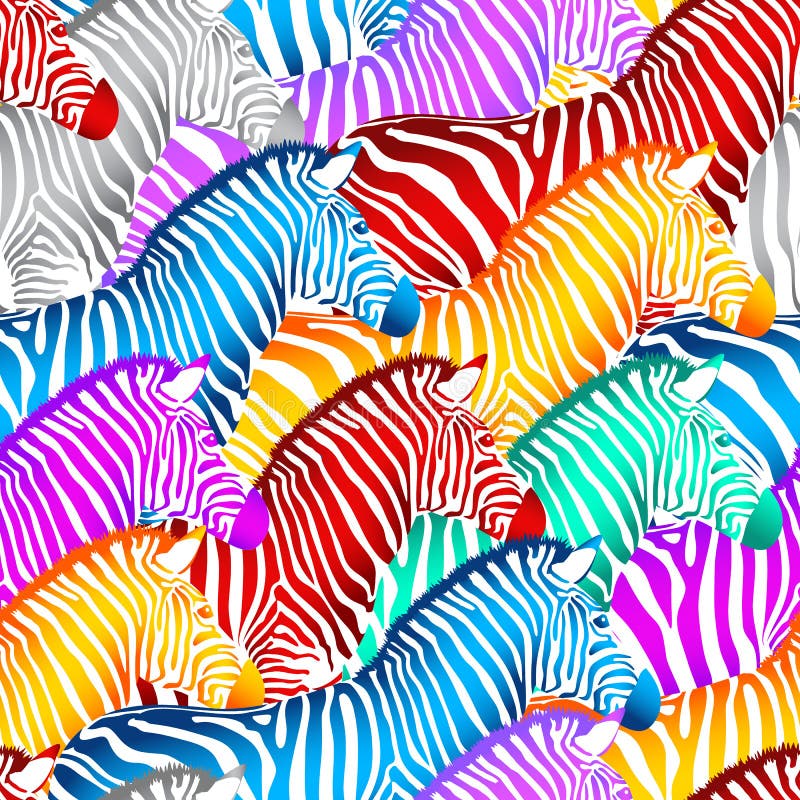 Colorful Zebra Seamless Pattern. Stock Vector - Illustration of color ...