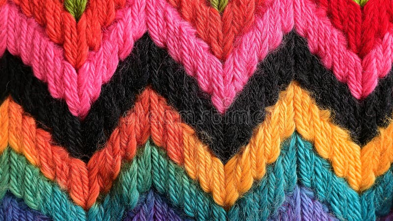 Colorful Zigzag Knitted Pattern Stock Illustration - Illustration of ...