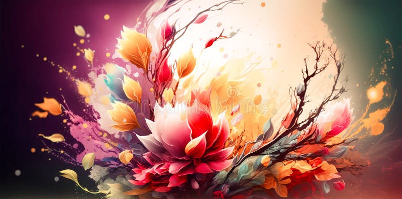 Colorfull Abstract Composition with Floral Elements. Generative AI ...