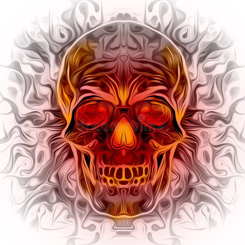 Colorfull Art in Abstract Magic Splashes Background. Human Skull Stock ...