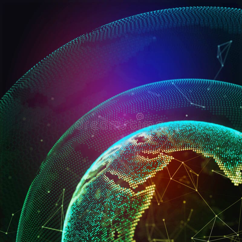 Colorfull Earth Planet. Planet Map. Global Social Network. Future ...