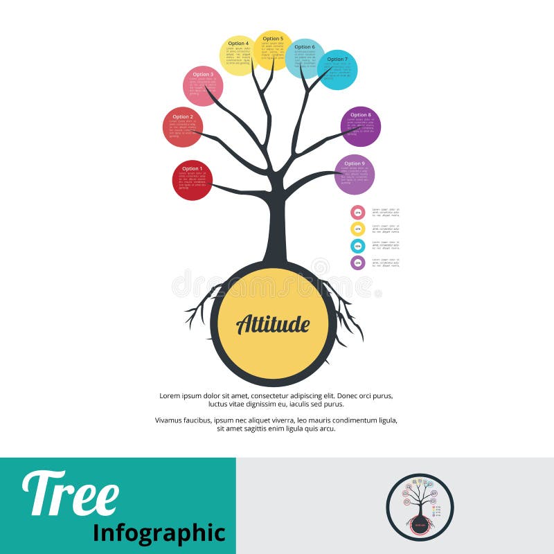 Colorfull Infographic Tree with Root and Attitude Word Stock Vector ...