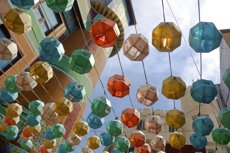 Colorful paper lanterns stock photo. Image of decoration - 5580334