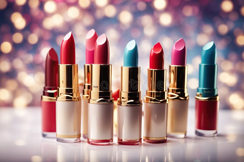 Colorfull Lipstic on Reflective Surface Stock Illustration ...