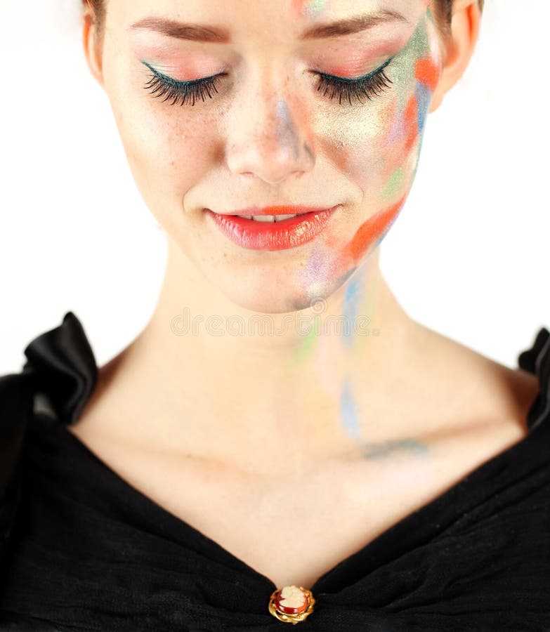 Colorfull Makeup and a Young Lady Stock Photo - Image of long ...