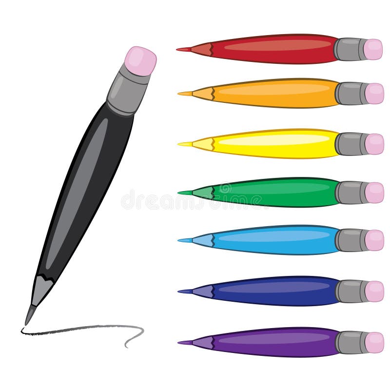 Colorfull pens stock vector. Illustration of printing - 18237443