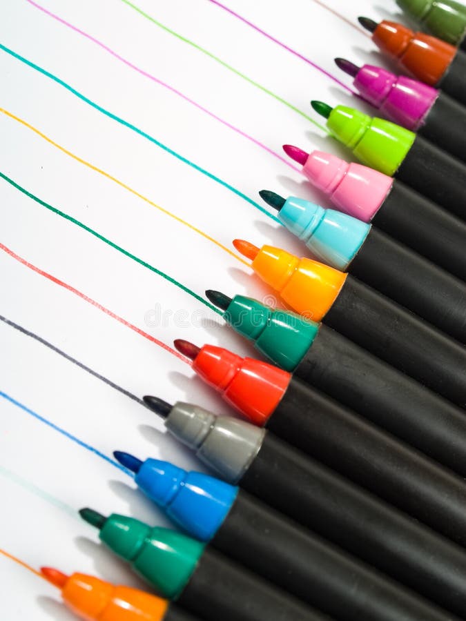 Colorfull pens line stock image. Image of education, design - 4873015