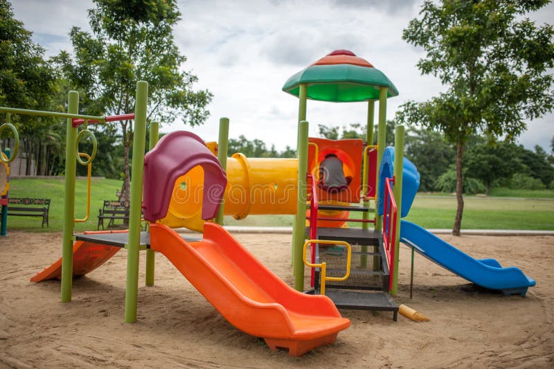 Colorfull Playground in Park Stock Image - Image of city, recreation ...