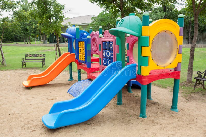 Colorfull Playground in Park Stock Image - Image of children, park ...