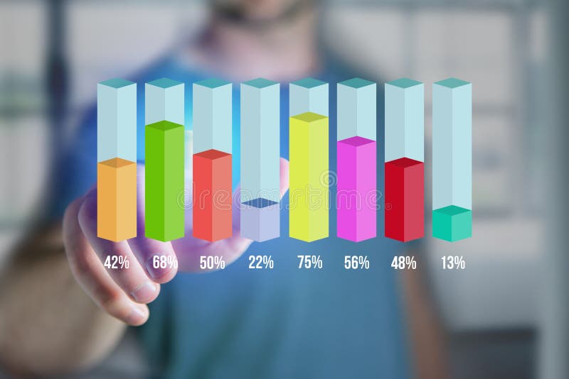 Colorfull Survey Stick Graph Interface with Percentage Over a De Stock ...