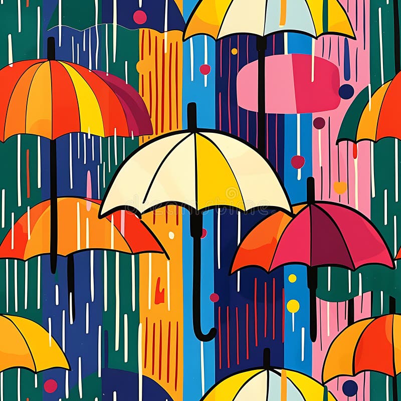 Colorfull Umbrella Repeating Pattern Pop Art Style Stock Illustration ...
