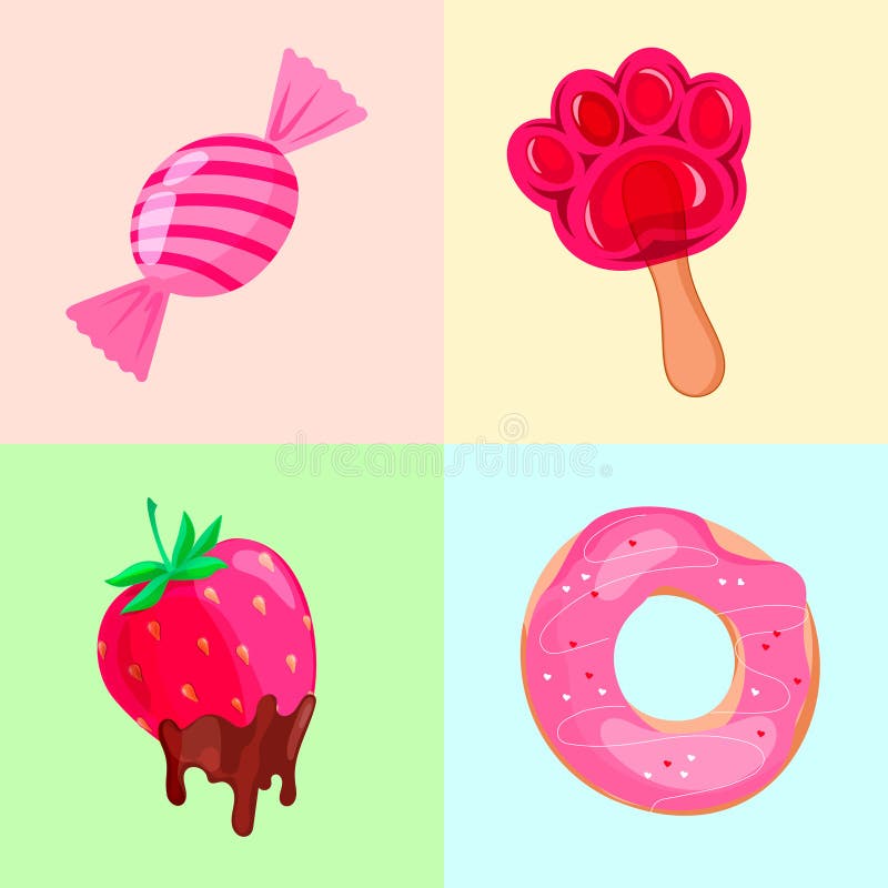 Colorfull Wrapped Sweets Jelly Candies Stock Vector - Illustration of ...