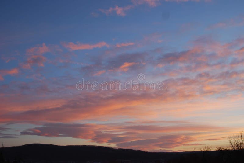Colorfully Clouds at Sunset on a Blue Sky Stock Photo - Image of nature ...