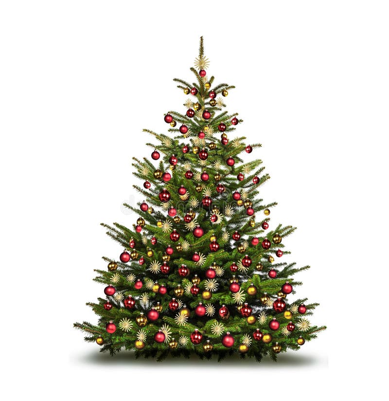 Decorated Christmas Tree in Front of White Background Stock Image ...