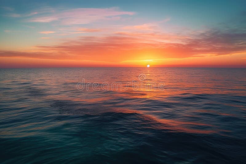 Colorfully Gradient Sunset Over the Ocean Stock Image - Image of ...