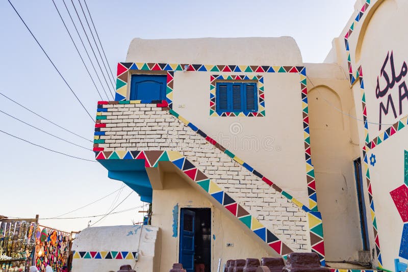 Colorfully Painted Building in Luxor Editorial Photo - Image of upper ...