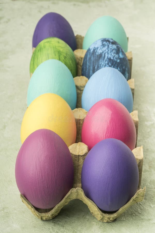 Closeup Colorfully Painted Easter Eggs on Green Background Stock Photo ...