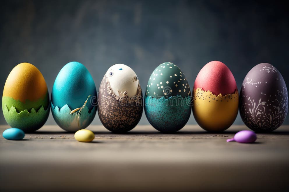 Colorfully Painted Row of Easter Eggs Stock Illustration - Illustration ...